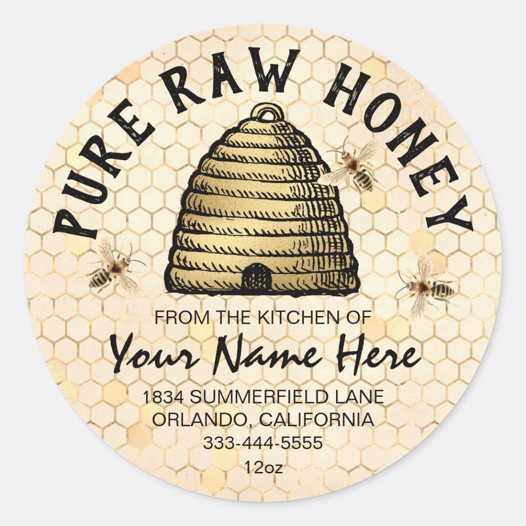 Vintage Honey Labels | Apiary Honeycomb Food | Zazzle