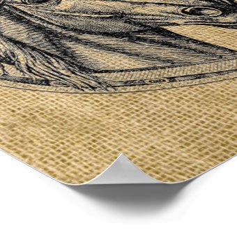 Vintage Horse Cameo on Burlap Poster | Zazzle