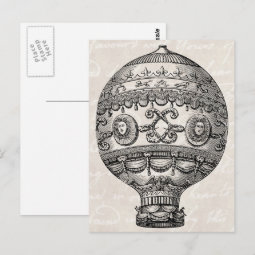Vintage Hot Air Balloon Retro Airship Old Balloons Postcard | Zazzle