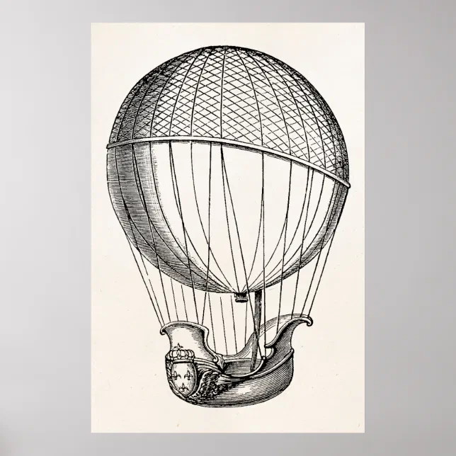 Vintage Hot Air Balloon Retro Boat Ship Balloons Poster | Zazzle