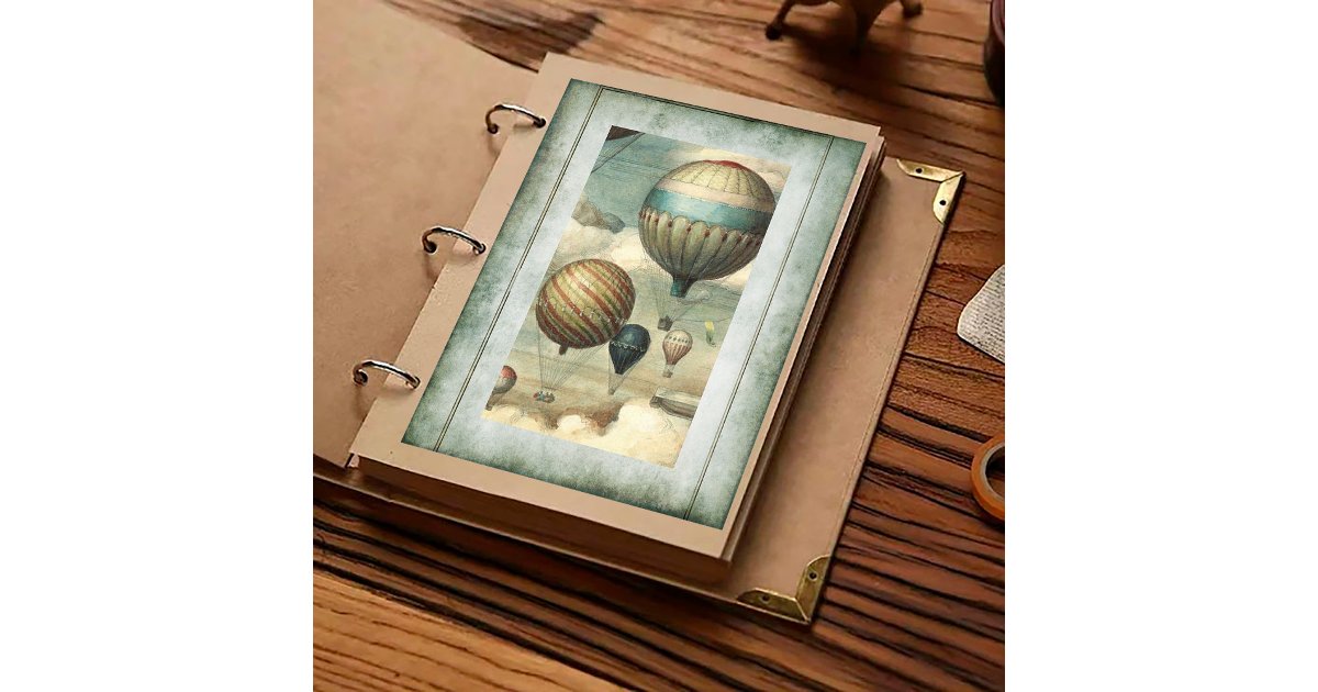 Vintage Hot Air Balloons Scrapbook Paper | Zazzle