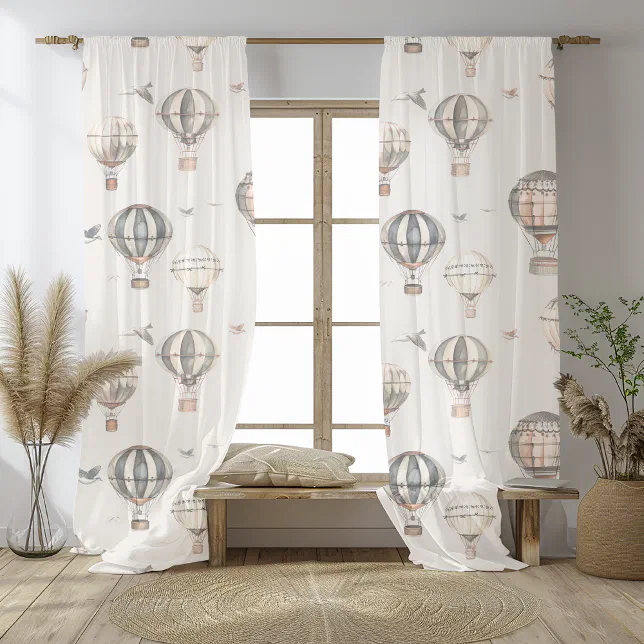 Vintage Hot Air Balloons Sheer Curtains | Zazzle