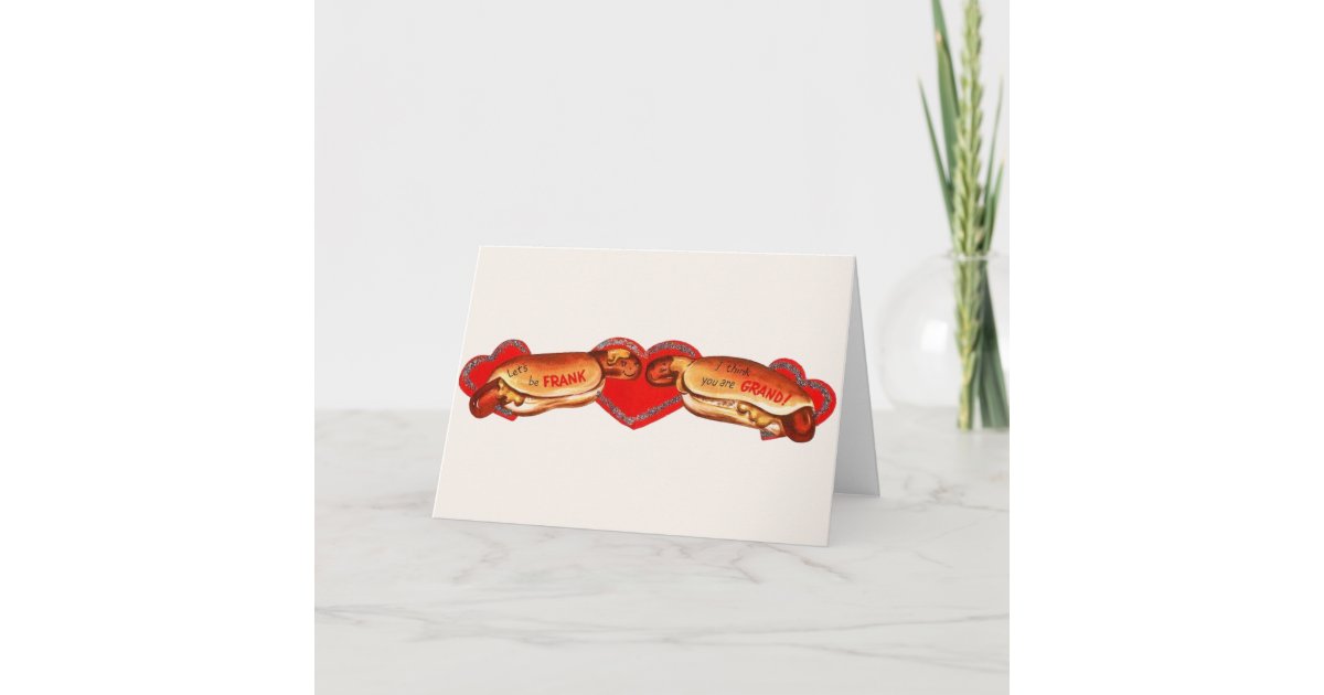 Vintage Hot Dog Valentine Greeting Card | Zazzle