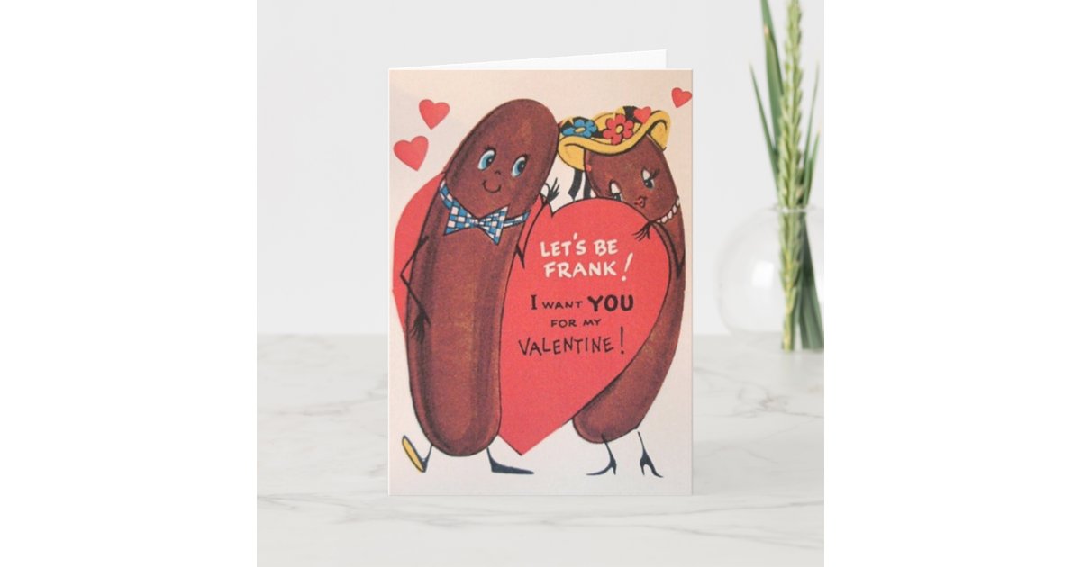 Vintage Hot Dog Valentine's Day Greeting Card | Zazzle