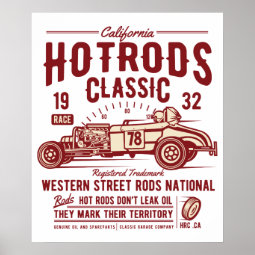 Vintage Hot Rod Poster | Zazzle