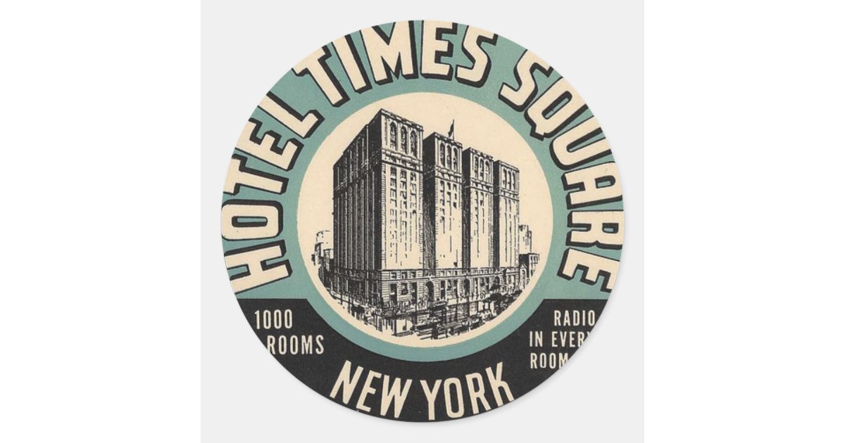 Vintage Hotel New York Times Square Sticker | Zazzle