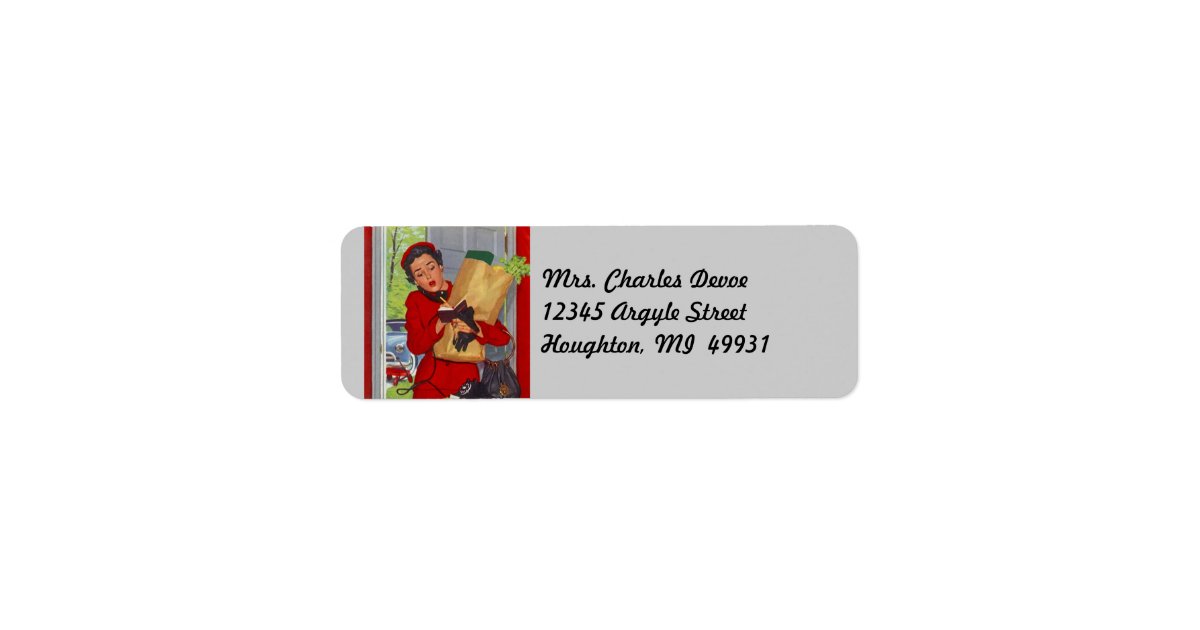 Vintage Housewife Errands run Return Address Label | Zazzle