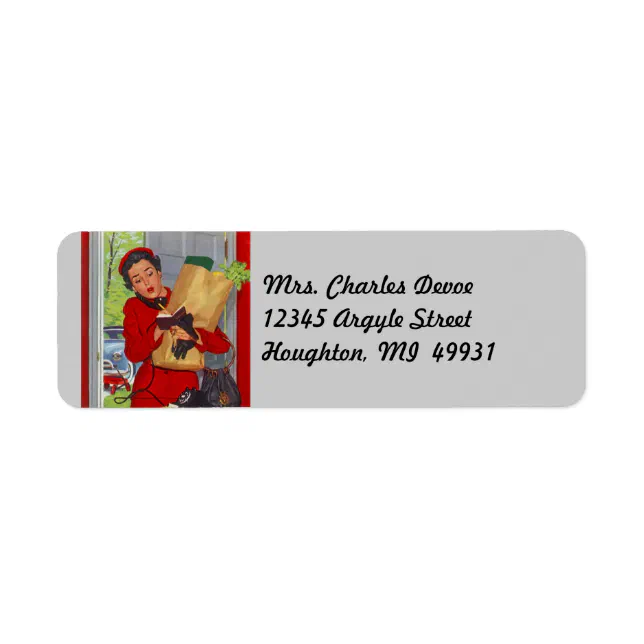 Vintage Housewife Errands run Return Address Label | Zazzle