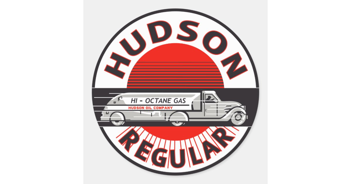 Vintage Hudson Regular gasoline sign Classic Round Sticker | Zazzle