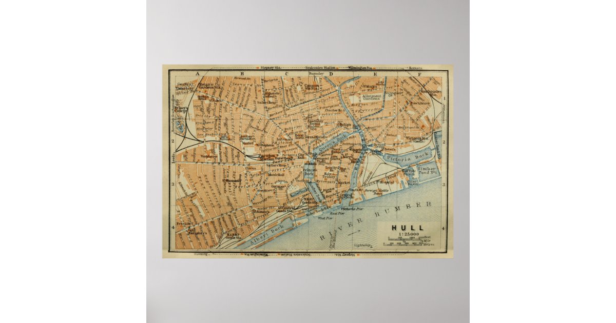 Vintage Hull England Map (1910) Poster | Zazzle