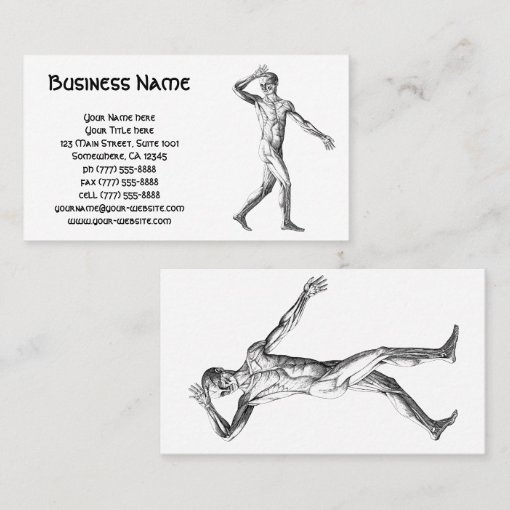 Vintage Human Anatomy, Male Body Muscles Business Card | Zazzle