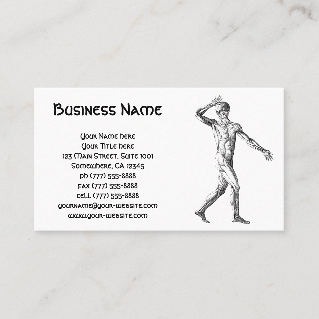 Vintage Human Anatomy, Male Body Muscles Business Card | Zazzle