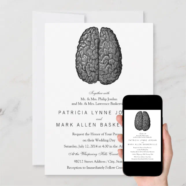 Vintage Human Brain Illustration Invitation | Zazzle