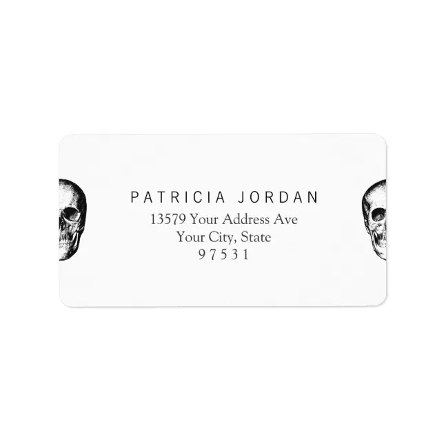 Vintage Human Skull Face Label | Zazzle