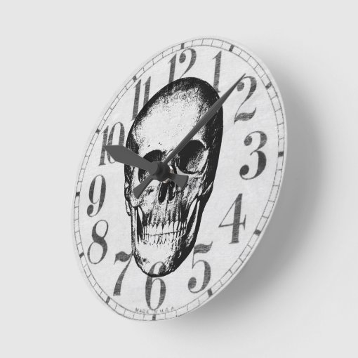 Vintage Human Skull Face Round Clock | Zazzle