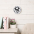 Vintage Human Skull Face Round Clock | Zazzle