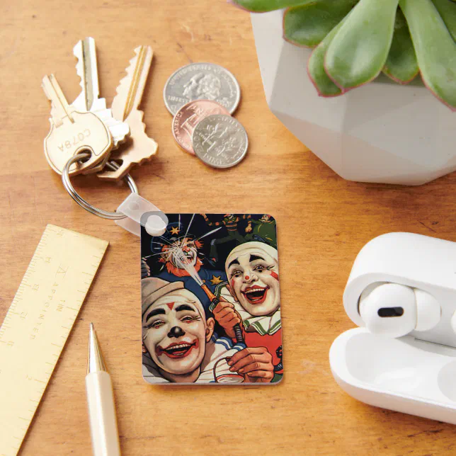 Vintage Humor, Laughing Circus Clowns and Police Keychain | Zazzle