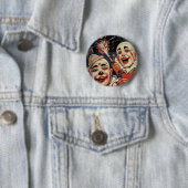 Vintage Humor, Laughing Circus Clowns and Police Pinback Button | Zazzle