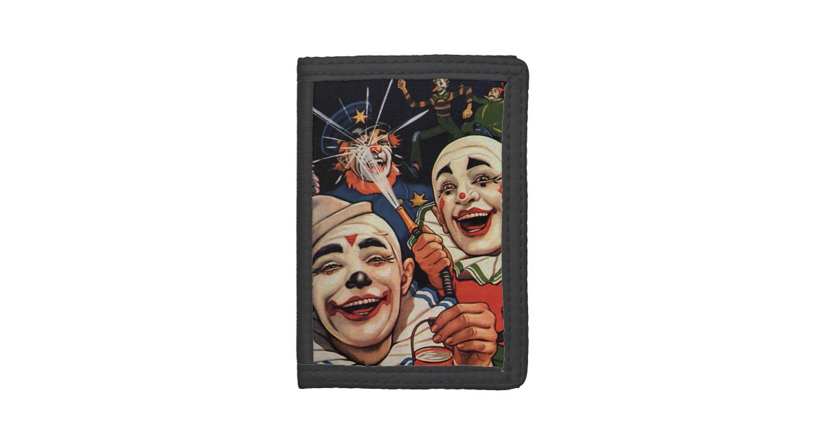 Vintage Humor, Laughing Circus Clowns and Police Trifold Wallet | Zazzle