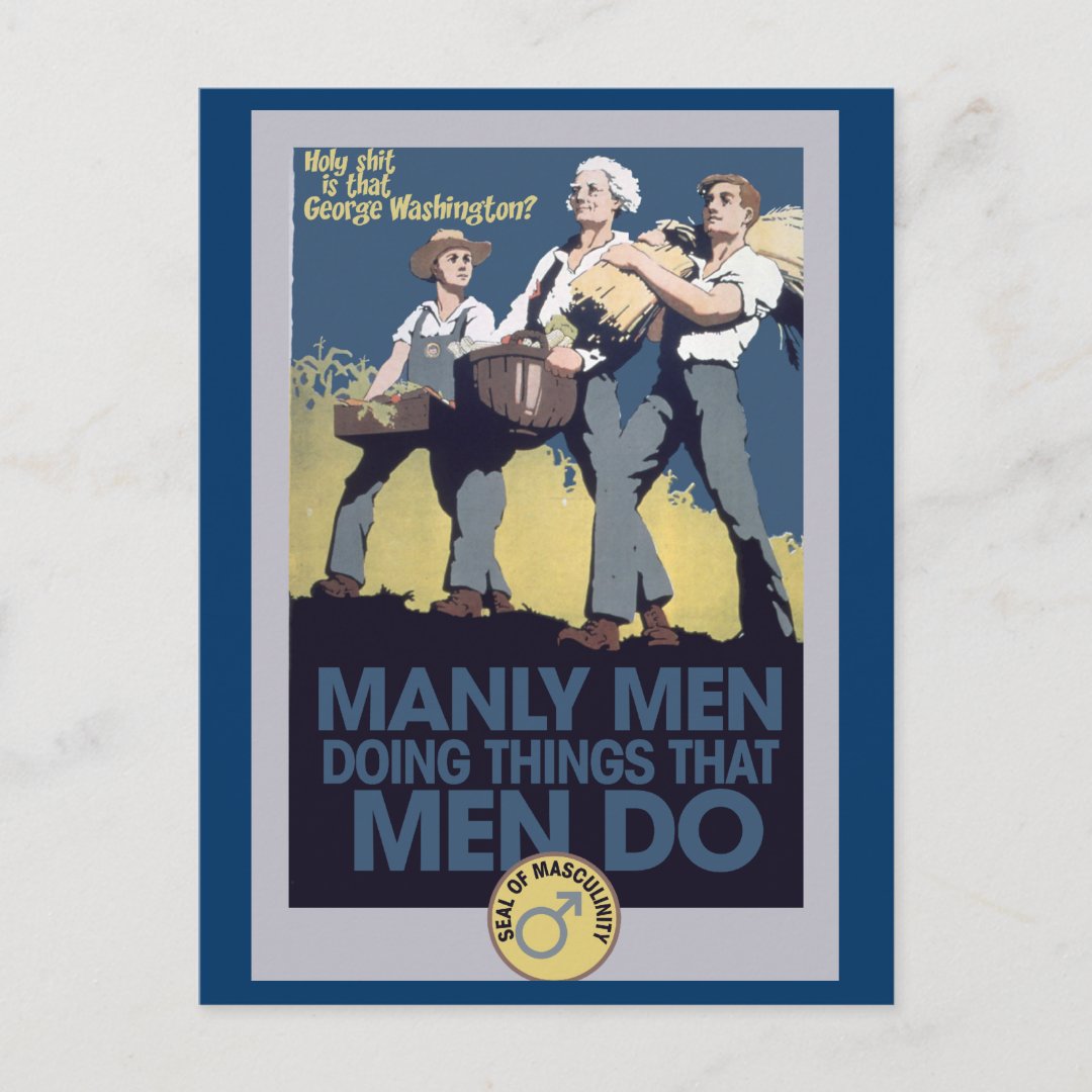 Vintage Humor Manly MEN Postcard | Zazzle