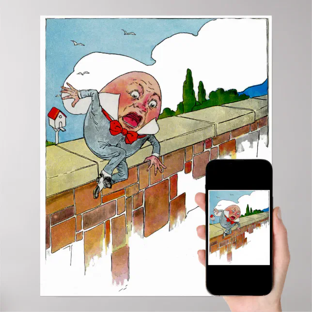 Vintage Humpty Dumpty Nursery Rhyme Illustration Poster | Zazzle