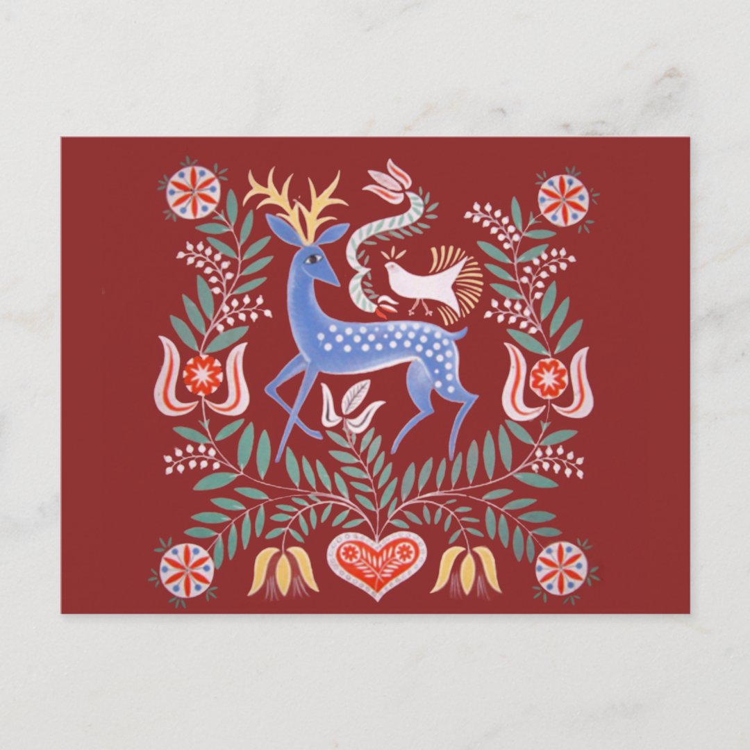 Vintage Hungarian Deer Motif Postcard | Zazzle