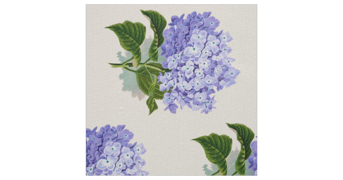 Vintage Hydrangea Fabric | Zazzle