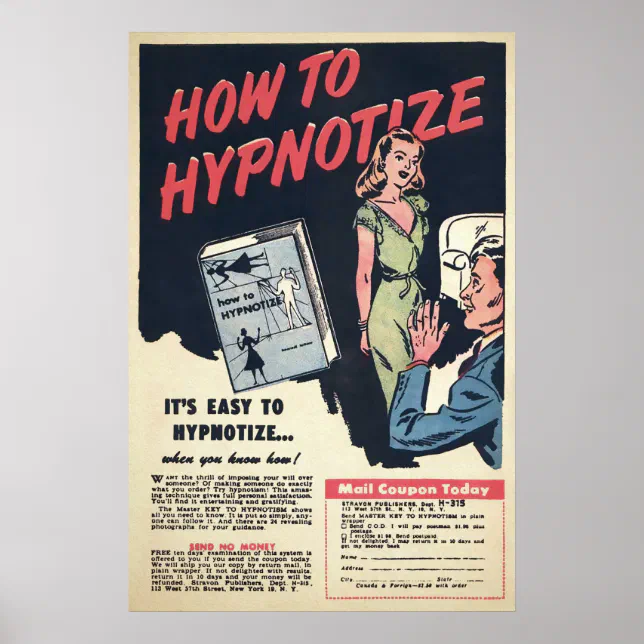 Vintage Hypnotize Advertisement Art Poster | Zazzle