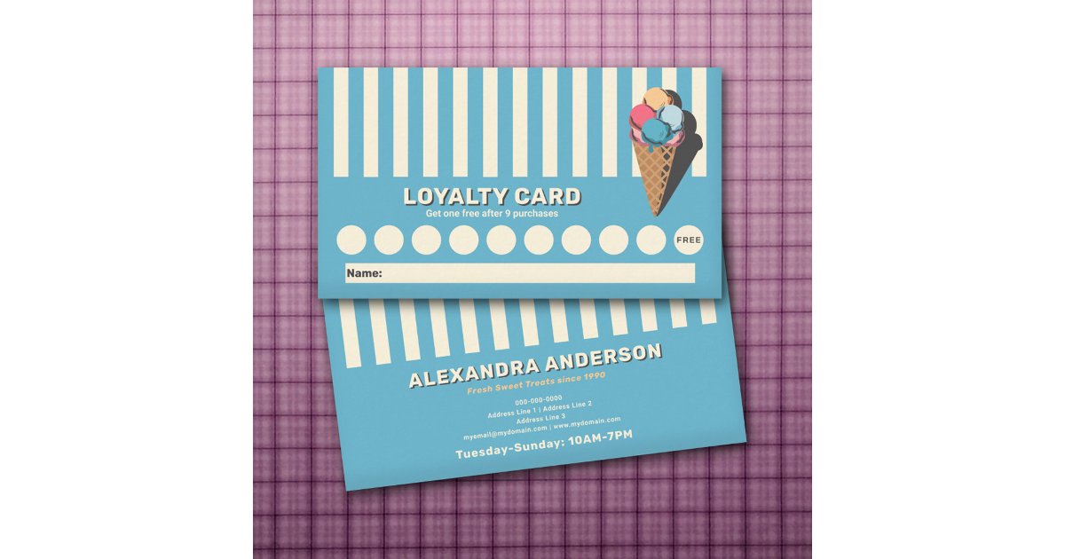 Vintage Ice Cream Cone Loyalty Card | Zazzle