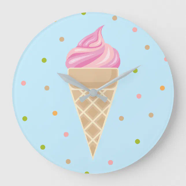 Vintage Ice Cream Illustration Large Clock | Zazzle