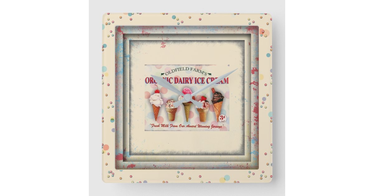Vintage ice cream parlor sign clock | Zazzle