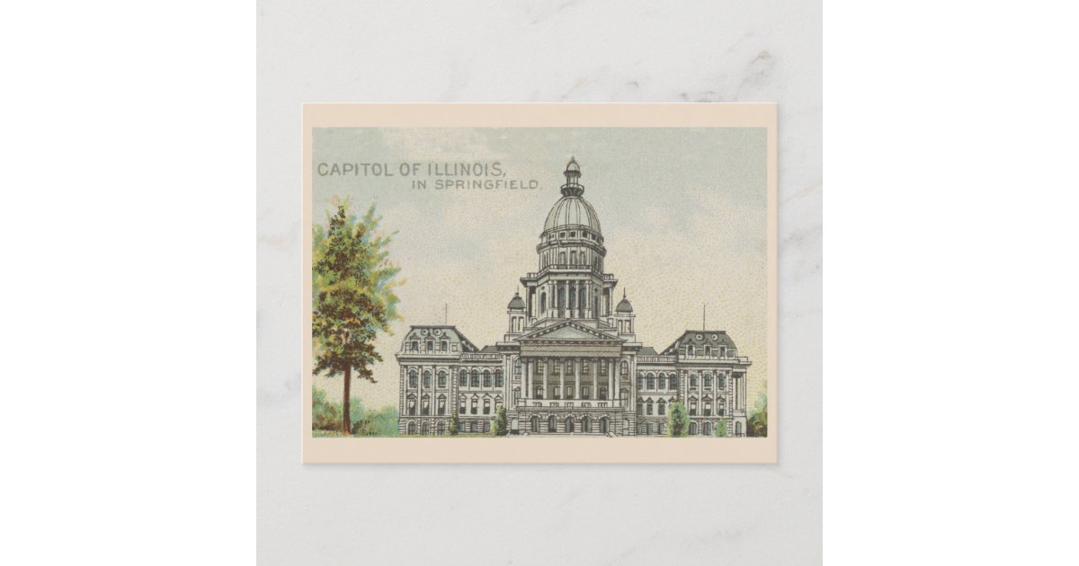 Vintage Illinois Capitol Building Drawing 1889 Postcard | Zazzle
