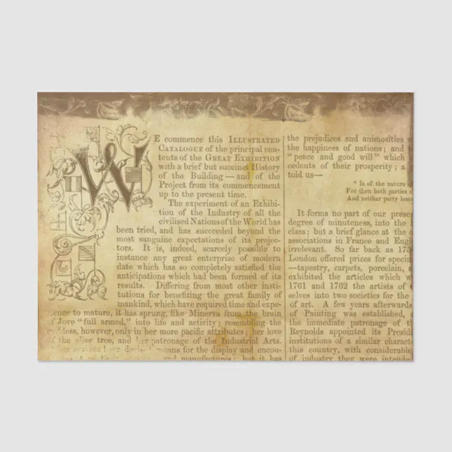 Vintage Illustrated Page of the Great Exhibition Tissue Paper | Zazzle