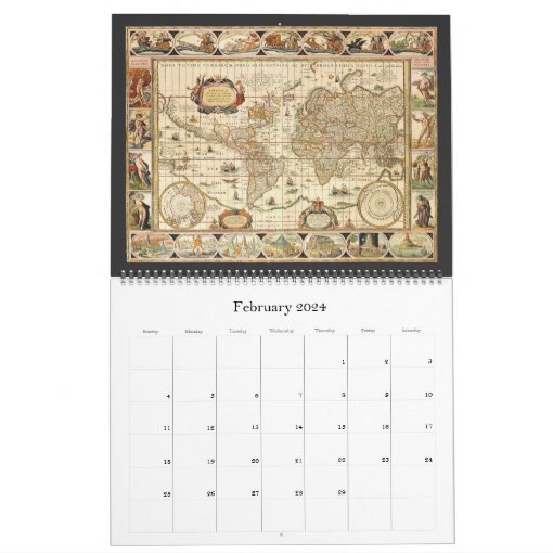 Vintage Illustration Antique World Maps Calendar | Zazzle