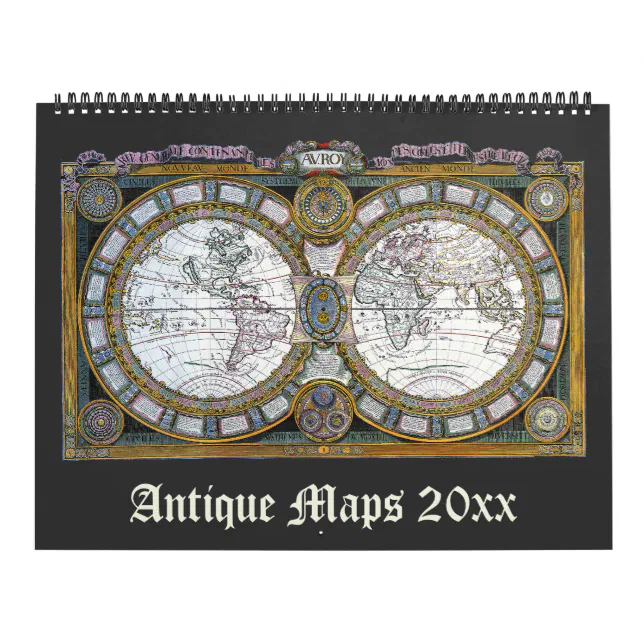 Vintage Illustration Antique World Maps Calendar | Zazzle