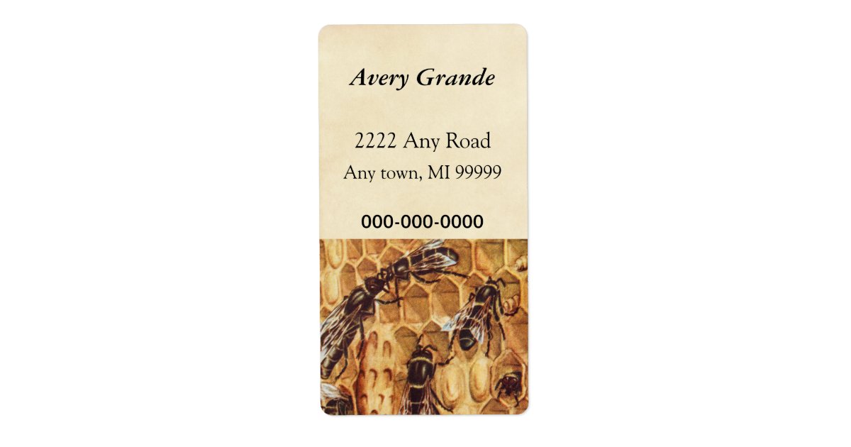 Vintage Illustration, Bees In A Hive Label | Zazzle