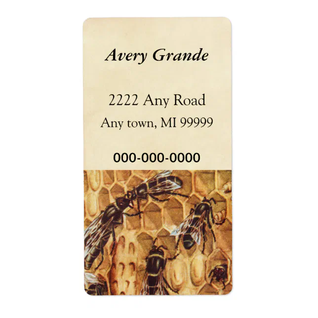 Vintage Illustration, Bees In A Hive Label | Zazzle