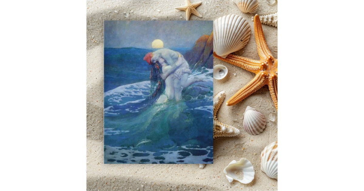 Vintage Illustration Howard Pyle The Mermaid Postcard | Zazzle