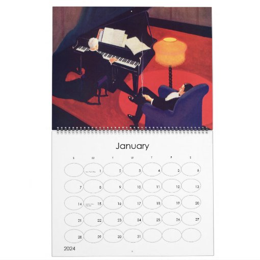 Vintage Illustration Musicians and Music Themes Calendar | Zazzle