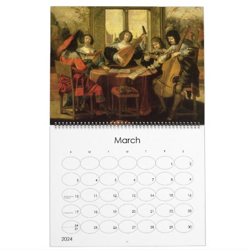 Vintage Illustration Musicians and Music Themes Calendar | Zazzle