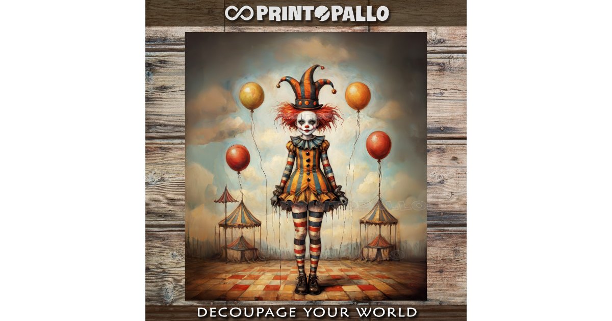 Vintage illustration of a clown girl in circus tissue paper | Zazzle