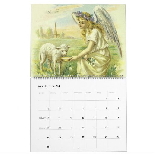 Vintage Illustration Religious Angels, Religious Calendar | Zazzle