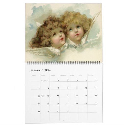 Vintage Illustration Religious Angels, Religious Calendar | Zazzle