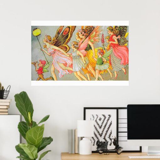Vintage Illustrations of Fairies Poster | Zazzle