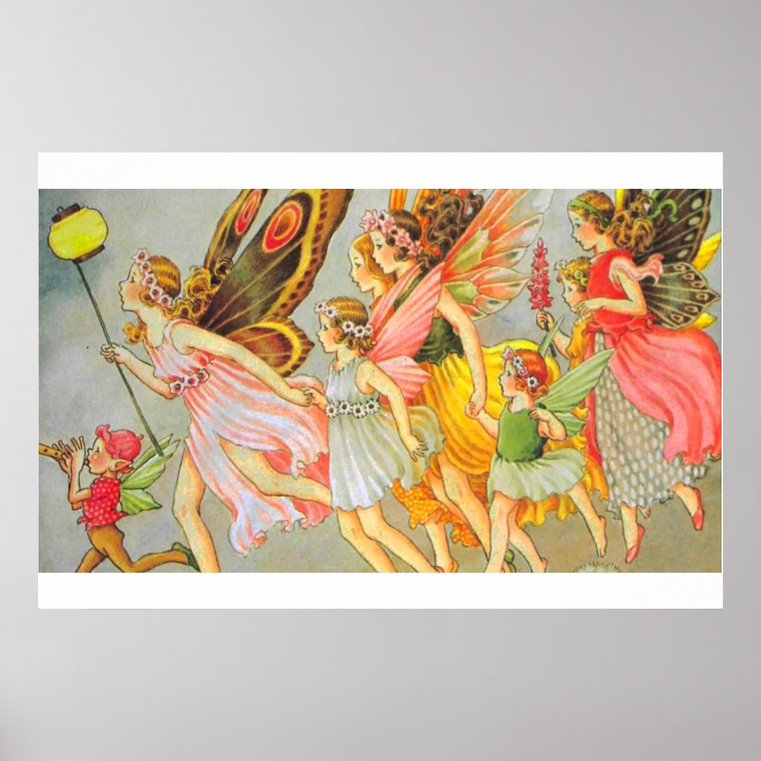 Vintage Illustrations of Fairies Poster | Zazzle