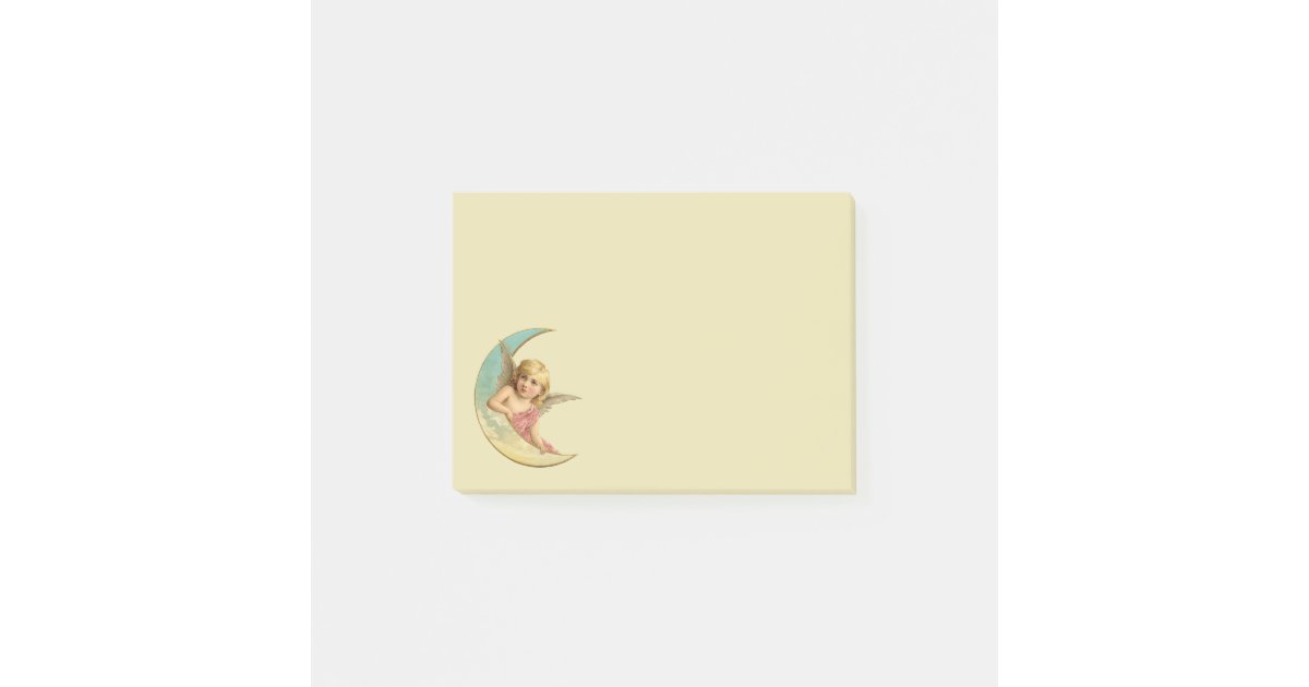 Vintage Image - Angel Sitting on a Crescent Moon Post-it Notes | Zazzle
