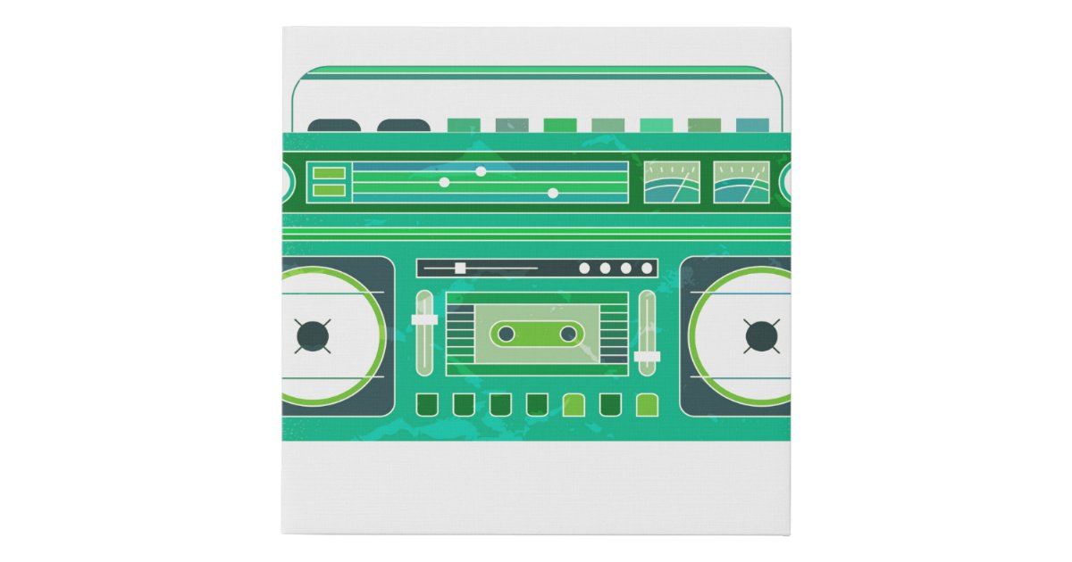 Vintage image of a classic boom box faux canvas print | Zazzle
