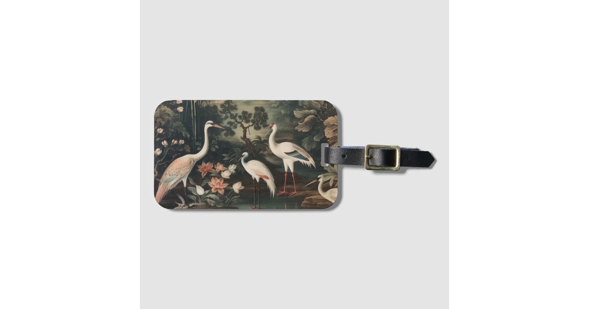 Vintage Imperial Crane & Palace Ruins Premium Luggage Tag | Zazzle