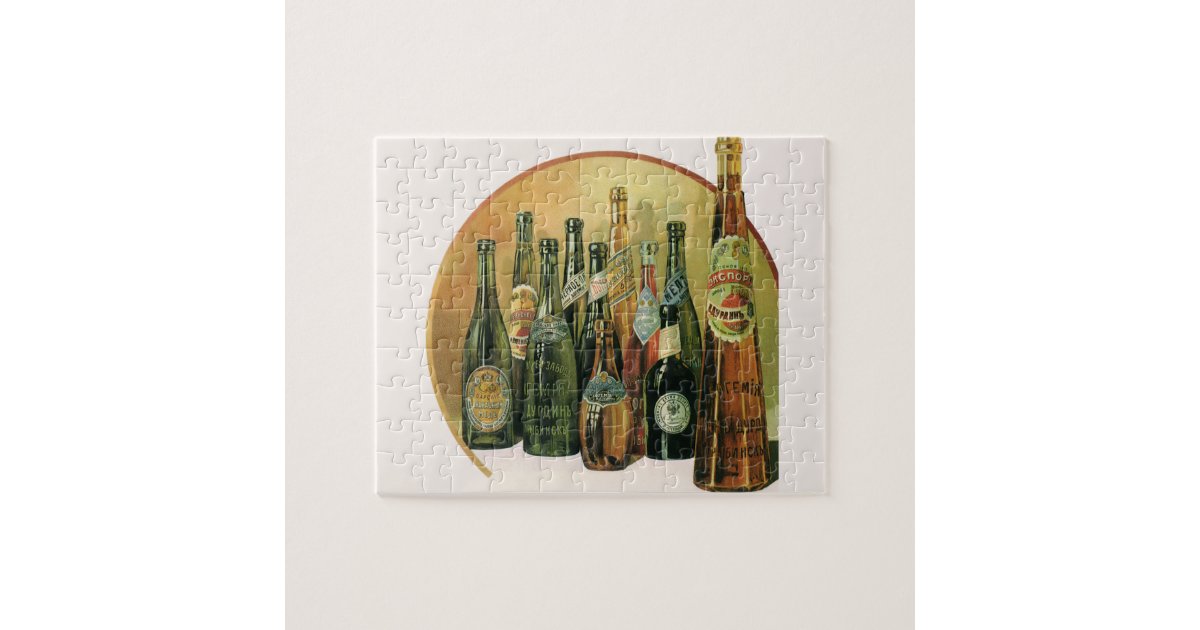 Vintage Imported Beer Bottles, Alcohol, Beverages Jigsaw Puzzle | Zazzle