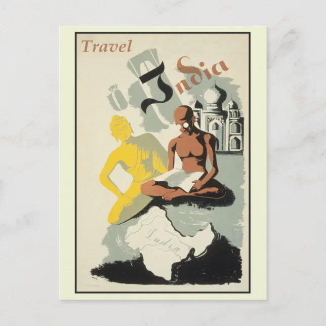 Vintage India Travel Poster Postcard | Zazzle
